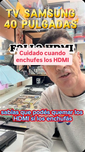 Germán Gaude.Electrónica GG servicio técnico de TVen Río Cuarto | 🔌 Televisor Samsung de 40 pulgadas con los puertos HDMI quemados. ⚠️ ¡Ojo con esto! Nunca enchufes o desenchufes un HDMI con el televisor... | Instagram