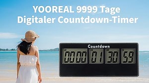 Yooreal Digitaler Timer Countdown-Timer 9999 Tage Ruhestands Küchen Magnetdesign, lauter Alarm, verfolgt Hochzeit, Urlaub, Arbeiten, Kochen, Babygeburt (Black)