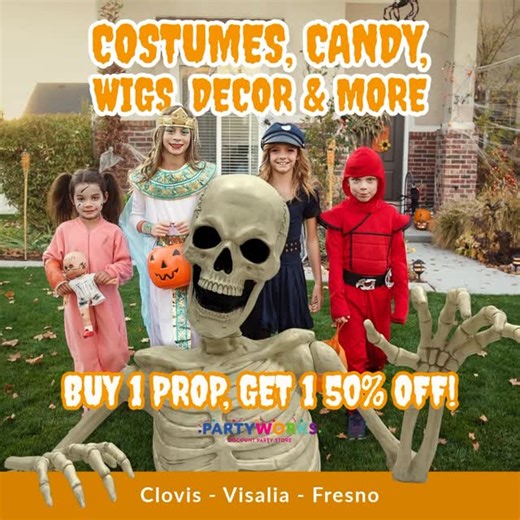 Don’t ghost your costume plans! We have everything Halloween at discount prices  Props, wigs, candy & more! Come on by, our team’s ready to help you get Halloween-ready   . . . . #partyworksca #fresnoca #visaliaca #clovisca #spookyseason #cosplay #halloween #halloweencostumes #halloweenparty #halloweenprops | Partyworks | Facebook