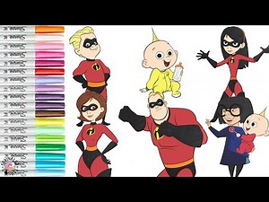 Disney Pixar The Incredibles Coloring Book Compilation Violet Dash Mr Incredible Elastigirl Jack