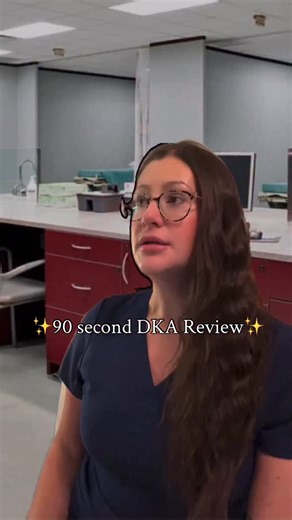 Dr. B | Nurse Educator on Instagram: "✅🧑‍⚕️👩🏻‍⚕️Let’s review the Pathophysiology & clinical manifestations of DKA! Full DKA breakdown in my study guide. ⬆️ . ➡️Follow for part 2! . 🤢😷DKA occurs in type 1 diabetics, usually following an illness. The body is stressed & blood glucose rises. . 🍩🍪🍰Since type 1 diabetics do not produce insulin, this causes their bodies to switch to using fat for energy. This is called lipolysis. Lipolysis leads to increased circulating ketones & metabolic acid