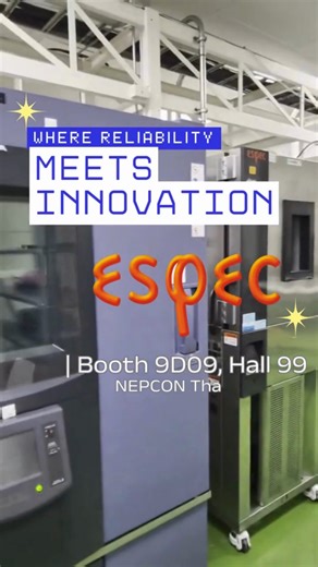 พบกับ ESPEC ที่งาน NEPCON Thailand 2026 ESPEC ผู้นำระดับโลกด้าน ระบบทดสอบสภาวะแวดล้อมและความน่าเชื่อถือของผลิตภัณฑ์ ในประเทศไทย เรามี ห้องทดสอบมากกว่า 25 เครื่อง ครอบคลุมการทดสอบอุณหภูมิ ความชื้น และการทดสอบความทนทาน เพื่อให้มั่นใจในคุณภาพและประสิทธิภาพของผลิตภัณฑ์ . ไฮไลต์ผลิตภัณฑ์ในงาน: EPX-3J Environmental Test Chamber มาพร้อม GL Control System รุ่นใหม่ ช่วยให้ควบคุมการทดสอบได้อย่างชาญฉลาด ยืดหยุ่น และมีเสถียรภาพสูง เหมาะสำหรับอุตสาหกรรมเซมิคอนดักเตอร์และอิเล็กทรอนิกส์ . 📍 เชิญเยี่ยมชมบูธ ES