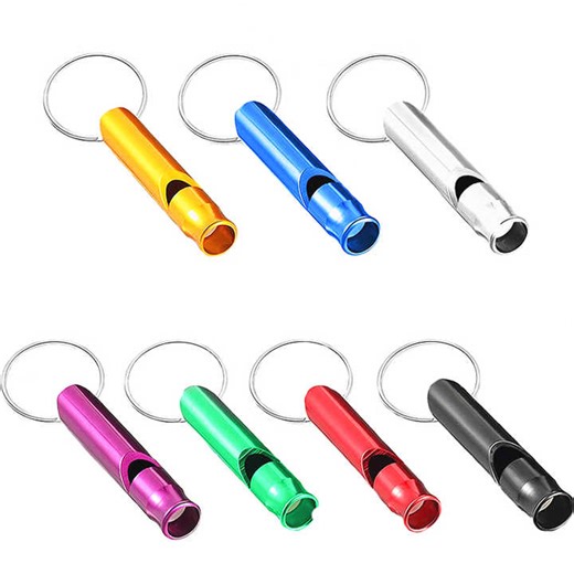 Outdoor Camping Hiking Aluminum Whistle Keychain Emergency Survival Keychain Whistle