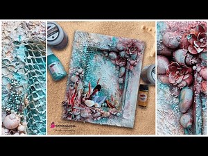 How To Use Texture Paste | Mixed Media Sea Shell Canvas | Heavy Gesso | immix