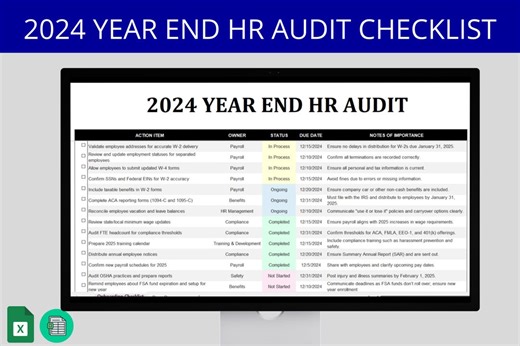 End of Year HR Audit Checklist: Editable HR Template (digital Download) - Etsy