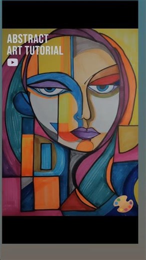 💞WOMEN ABSTRACT FACE ART !TUTORIAL/Morden art /Picasso Style Abstract Cubism#ytshorts#drawing