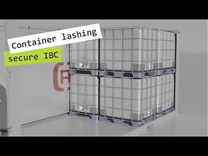 Load Securement in 20'Container: 18 IBC with (R) Lashing Container, 2x two cross straps
