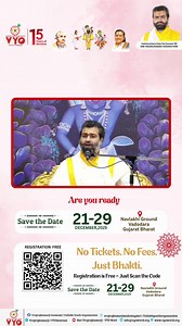 🌍 GLOBAL HINDU VAISHNAV PRERNA MAHOTSAV 2025 🔔 Are You Ready for the Spiritual Celebration of the Year? ✨ One Stage. One Spirit. One Sanatan Sanskriti. From the divine land of Vraj Dham to the hearts of thousands around the world, a glorious celebration of 15 Years of Seva by VYO and 25 Years of Vraj Dham is set to unfold in Vadodara! 📅 21st to 29th December 2025 📍 Navlakhi Ground, Vadodara, Gujarat – Bharat 🎟️ Free Registration | Scan the QR to Join Now 🎭 What Awaits You: ✅ World-class de