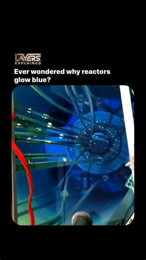 Layers Explained | Astronomy | AI | Technology on Instagram: "At the heart of a nuclear reactor, an eerie blue glow appears — but it isn’t heat, fire, or radiation leaking out. This light is called Cherenkov radiation. It occurs when charged particles released during nuclear reactions move through water faster than light can travel in that same medium. While nothing can exceed the speed of light in a vacuum, light slows down in water. When particles outrun it, a shockwave of light is produced —
