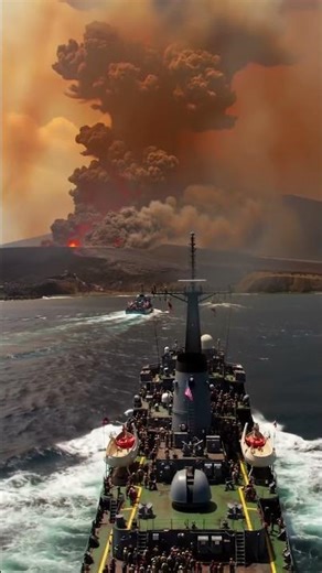Military Ship Escapes Volcano Eruption #Volcano