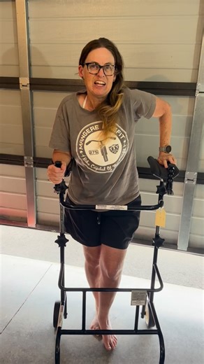 Gutter Frame Walker zooms. A few minutes fun wipes me out and sends me back on the couch for an hour or so. #gobikenz #janetstark #progress #recoveryispossible | Go Bike NZ with Janet