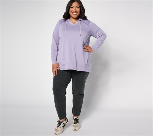 LOGO Life by Lori Goldstein French Terry Pullover Hoodie With Pintuck - QVC.com