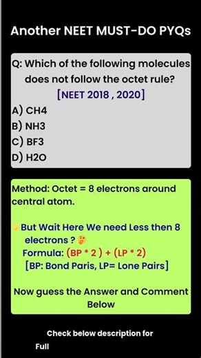 Octet rule | Class 11 | NEET| IIT-JEE | Previous Year Questions #shorts #viral