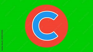 Alphabet C Capital letter Animation Motion graphics on Green Screen