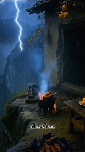 "Relaxing Rain & Thunderstorm on Mountain Cliff ⛈️🌧️ | Nature Sounds for Sleep & Focus