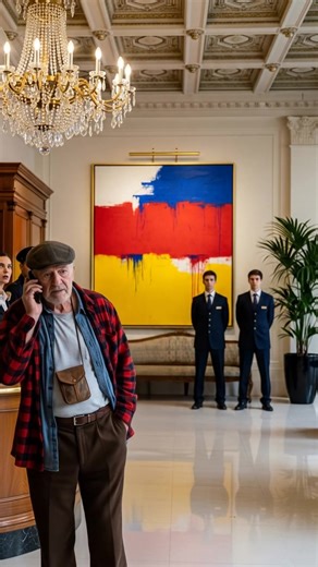 A Farmer Walked Into a Hotel but Was Looked Down On by the Receptionist — When He Pulled Out His Phone, Everyone Regretted It… It was late afternoon when a man, already past fifty, entered the lobby of a luxurious, five-star hotel in the city. His skin was darkened by the sun and the winds of the fields. He wore a faded brown shirt, marked with traces of soil, and old slippers that were nearly worn out. At first glance, it was easy to tell he was a farmer from the province. He walked slowly to t