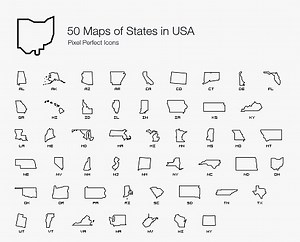 Ikon vektor dari peta negara bagian Amerika Serikat yang lengkap.