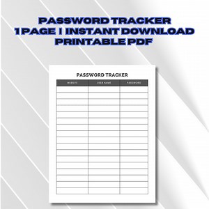 Printable Password Tracker, Fillable Password Organizer, Password Log PDF, Digital Password Keeper, Password List, Instant Download - Etsy Canada