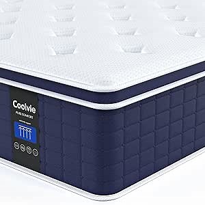 Coolvie 14 Inch King Size Mattress, Hybrid King Mattress in a Box, Medium Feel, 4 Layer Premium Foam with Pocket Springs for Motion Isolation & Pressure Relieving, 100-Night Trial