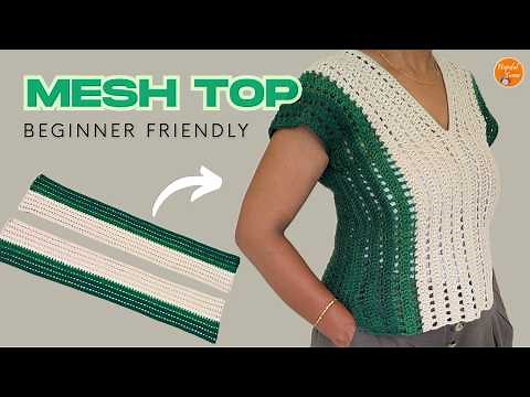 Make an Easy Crochet Summer Top with just 2 Rectangles | Crochet Mesh Top Pattern- Beginner Friendly