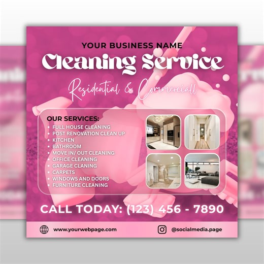 Cleaning Service Flyer Template, Housekeeping, Janitorial Services, House Maid Service, DIY, Canva - Etsy Canada