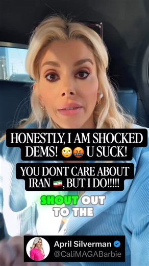 April Silverman - Political & Pop Culture Commentator 🇺🇸 🎙️ on Instagram: "DEMOCRATS WHO WROTE YOUR SCRIPT TO BE SILENT ON IRAN?! DO YOU THINK WE ARE STUPID AND WONT NOTICE ? I’m born and raised in California. I know Persians so well. They came here LEGALLY and are the hardest working people I know! They contribute to society, Their kids all go to college and become doctors and lawyers and dentists. If all immigrants did this and not act the way the Somalians acted then we’d be in great shape
