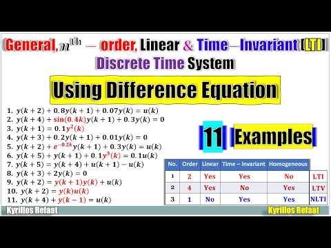 Mathematical Representation of Discrete Time System Using the Difference Equation with 11 Examples