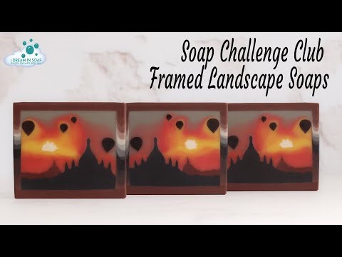 Soap Challenge Club. Framed Landscapes cold process soap making. Sculpted Layers technique.