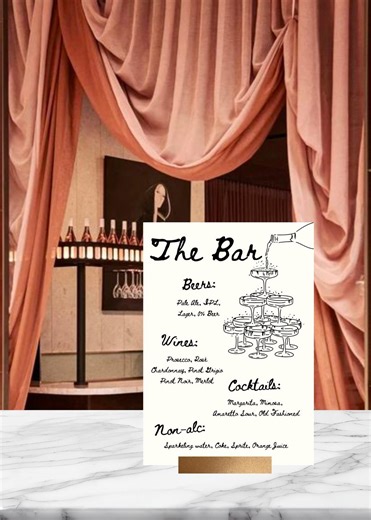 Bar   Drinks Menu Template, Hand Drawn Illustrations, Wedding Bar Menu Illustrated Handwritten, Cocktail Menu Signage - Etsy