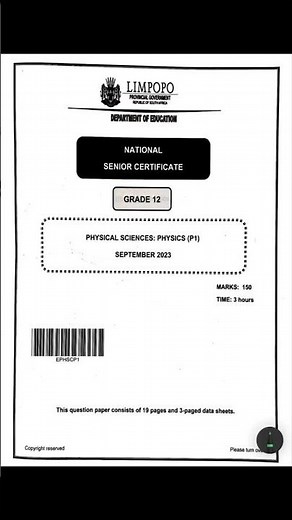 allpastpapers.com Prelim 2023 Grade 12 Physical Sciences P1 September Exam Paper