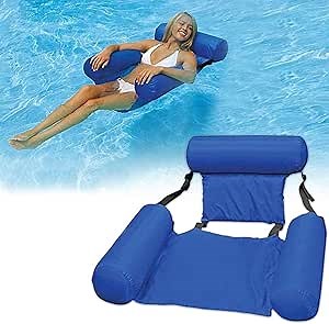 Inflatable Water Chair for Adults,Swimming Pool Floats,Floating Pool Chair Lounge Adjustable Fabric Pool Float Hammock for Swimming Pool Beach, Inflatable Pool Hammock, Blue