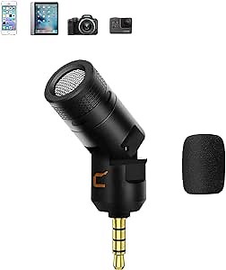 COMICA CVM-VS07 Mini Shotgun Microphone, 3.5mm TRRS Cardioid Condenser Mic with Excellent Shielding, Flexible Camera Mic for Smartphones, Tablet, Cameras, Gopro 7/8, Laptops and Wireless Mic System