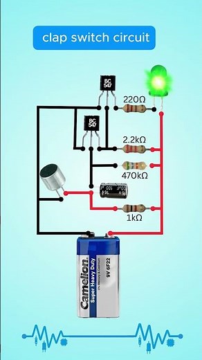 Clap Switch Circuit | Sound Activated LED using BC547 & Mic #Shorts #clap