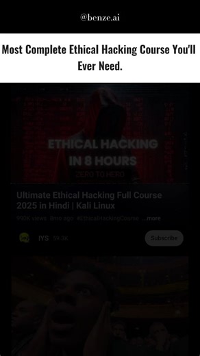 ⌬ AI | Become Ethical Hacker Master ethical hacking in just 8 hours with this comprehensive Kali Linux course in Hindi. 990K+ students learned... | Instagram