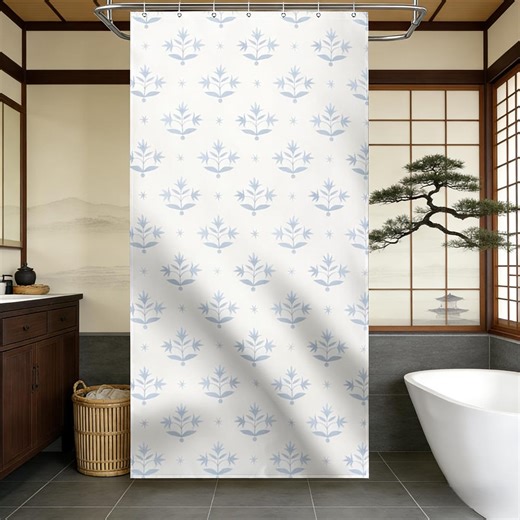 Bohemian Block Print Curtain, Unique Bathroom Decor, Shower Curtain, Nature Curtain, Shower Curtain for Kids and Adults, Custom Curtain - Etsy