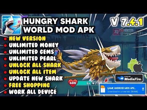 HUNGRY SHARK WORLD MOD APK 7.4.1 TERBARU 2026 - Unlimited Everything & Unlock All Shark