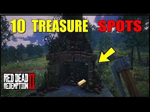 TOP 10 HIDDEN TREASURE SPOTS IN RED DEAD REDEMPTION 2 GOLD BARS, NUGGETS, JEWELRY & MORE! RED DEAD 2