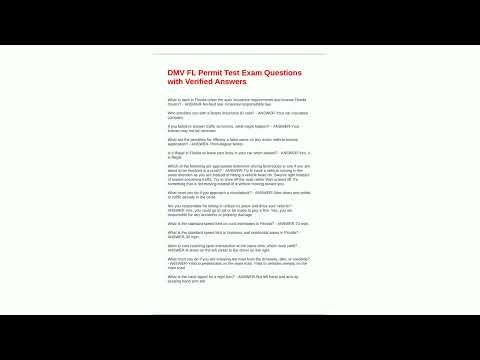 DMV FL Permit Test Exam Questions with Verified Answers1
