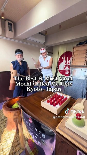 Mochi Mochi is the viral hotspot. Like, the kind of place that jumps on your For You Page and refuses to leave until you show up in person. And I sure did show up before the line got long and super busy. I’ve been hopping around Japan chasing trendy spots, and this one absolutely smacked the competition with a mochi mallet. They make fresh mochi every day, the staff look like they were carved out of marble specifically to pound rice, and the way they lovingly roast their customers by calling the