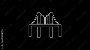 White line Golden gate bridge icon isolated on black background. San Francisco California United States of America. 4K Video motion graphic animation