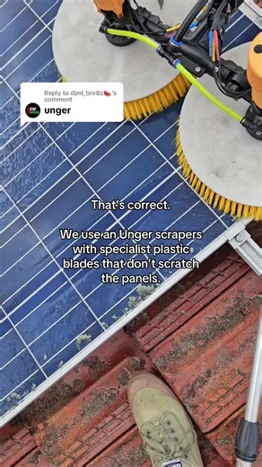 Replying to @djml_bnr8z🍉 That’s correct. We use an Unger scrapers with specialist plastic blades that don’t scratch the panels. #solarpanels #lichen #cleaning #brisbane
