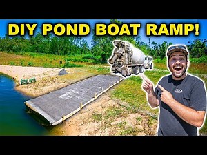 Building a GIANT Concrete BOAT RAMP in the BACKYARD Pond!!! (My First Time Ever!) Will it work?