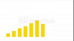 4K Animation business infographic chart profits and financial diagram growth descending fluctuating rissing arrow, bar stats, lines and digital effects or Sound Waves Audio equalizer audio background