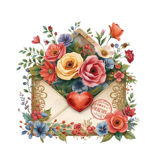 Vintage Valentine Floral Envelope Clipart Romantic Watercolor Love Letter PNG Bundle, Digital Download - Etsy UK