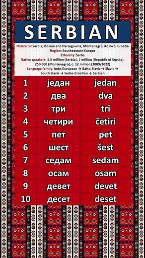 NUMBERS IN THE SERBIAN LANGUAGE