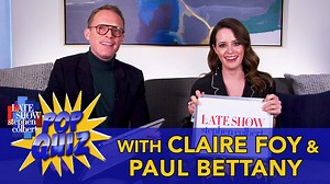58K views · 731 reactions | Co-stars of “A Very British Scandal” Claire Foy & Paul Bettany put their real-life friendship to the test in a very royal edition of The Late Show’s “Pop Quiz!” Find out who is a bigger fan of the other and which of them is more likely to bust a move on the dance floor. It’s all here in #PopQuiz. | The Late Show with Stephen Colbert | Facebook