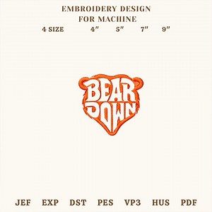 Bears Football Embroidery Design: Chicago Team Logo, Orange Football Sport Fan, Bears Embroidery Machine File Design - Etsy
