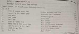 Q.No. 1. (Simple Cash Book)Prepare Simple Cash Book from the ... | Filo