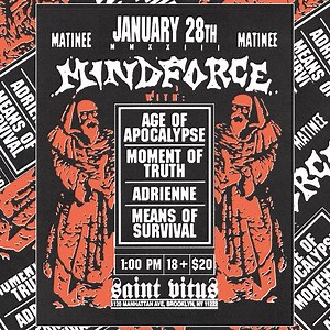 Mindforce add matinee at Vitus with Age of Apocalypse, Moment of Truth, Adrienne & more
