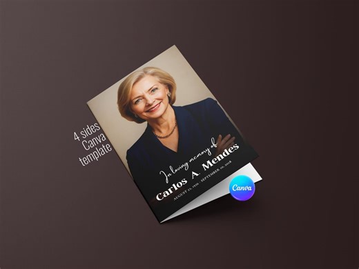 Editable Funeral Program Template for Celebration of Life Memorial Service, Printable Obituary Order of Service Canva Funeral Program 5x7